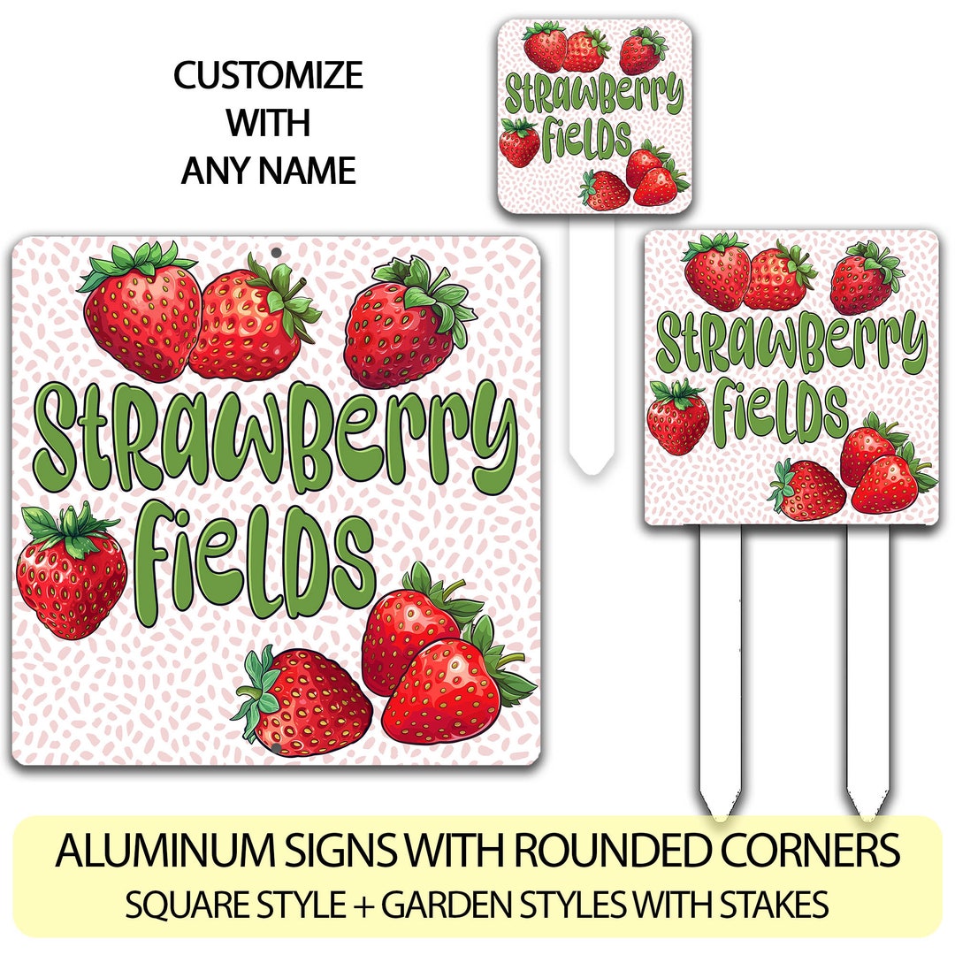 Strawberry Fields Metal Garden Sign, Strawberry Garden Decoration ...