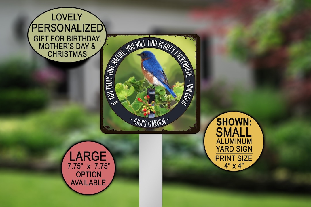 Personalized Garden Sign, Handmade Sign, Bluebird Garden Art Gift for ...