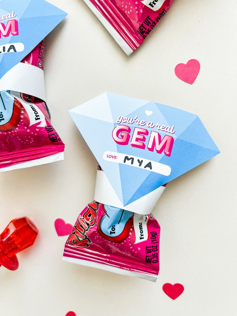 You're a Real Gem Ring Pop Valentine School Valentine - Etsy