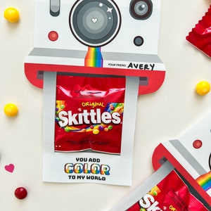 Skittles Color Polaroid Valentine, School Valentine, Classroom ...