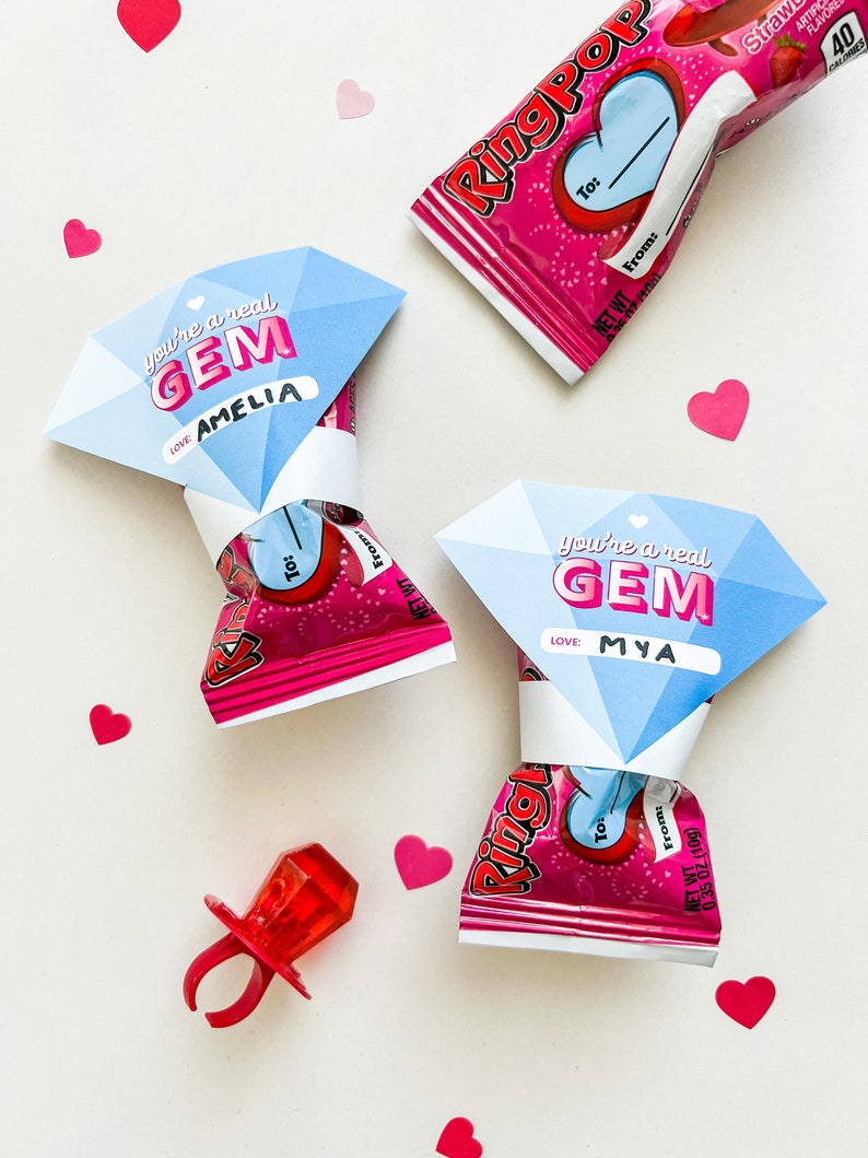 You're a Real Gem Ring Pop Valentine School Valentine - Etsy