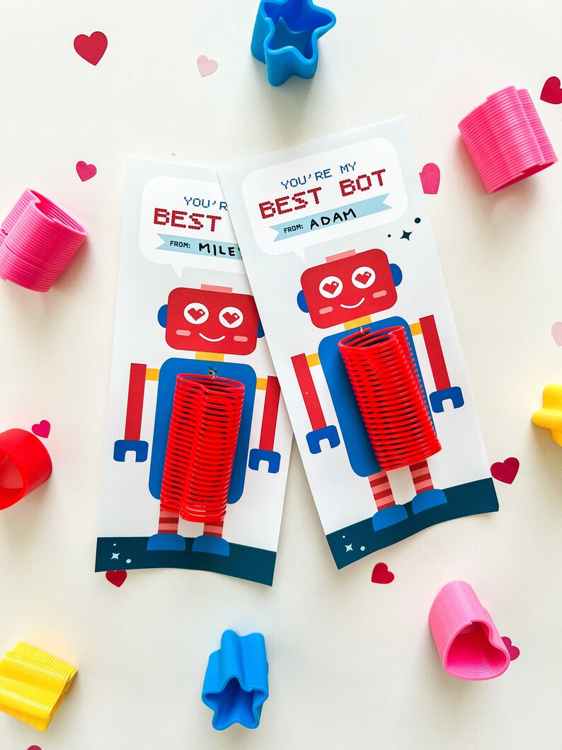Slinky Spring Robot Valentine, School Valentine, Classroom Valentine ...