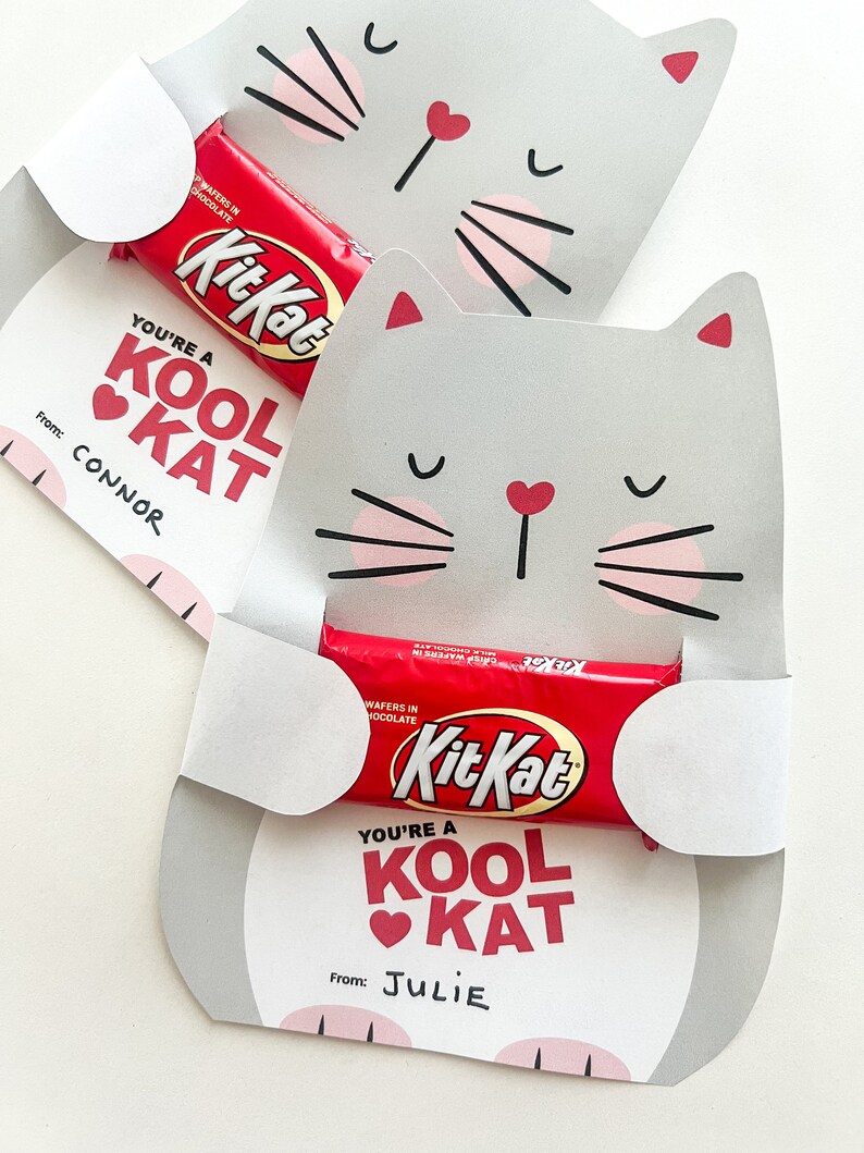 Kool Kat Kit-kat Valentine, School Valentine, Cute Valentine, Printable ...