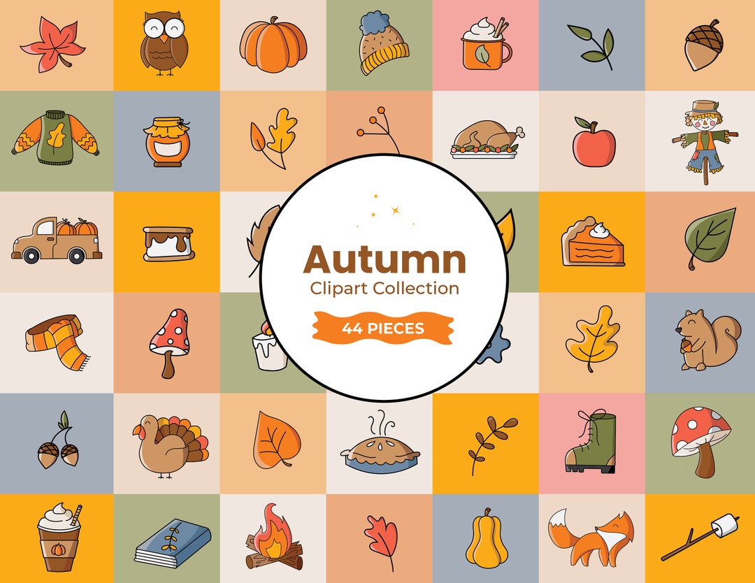 Fall Autumn Clipart - INSTANT DOWNLOAD - Leaves - Pumpkins - Acorns ...