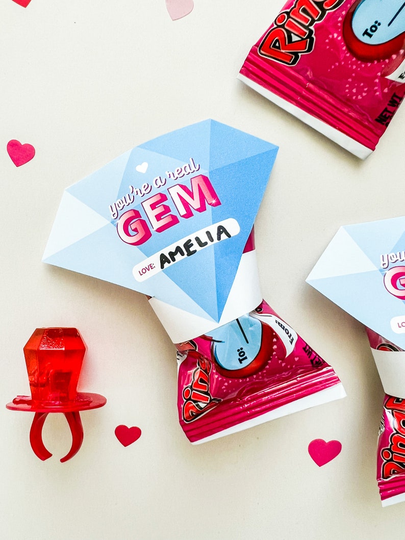 You're a Real Gem Ring Pop Valentine School Valentine - Etsy