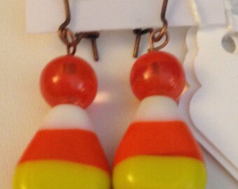 Candy Corns Keychain With Glass Candy Corn Lampwork Bead | Etsy