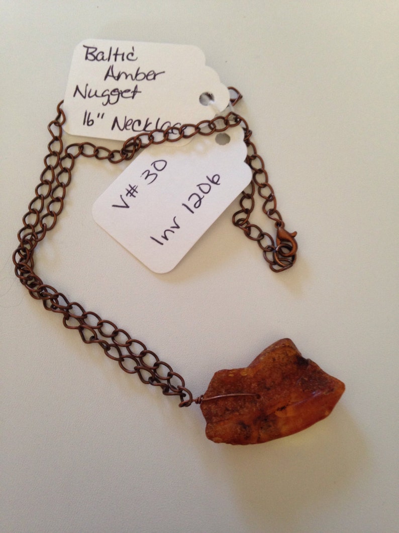 Baltic Amber Pendant 16 Necklace on Copper Chain Handmade in the USA - Etsy