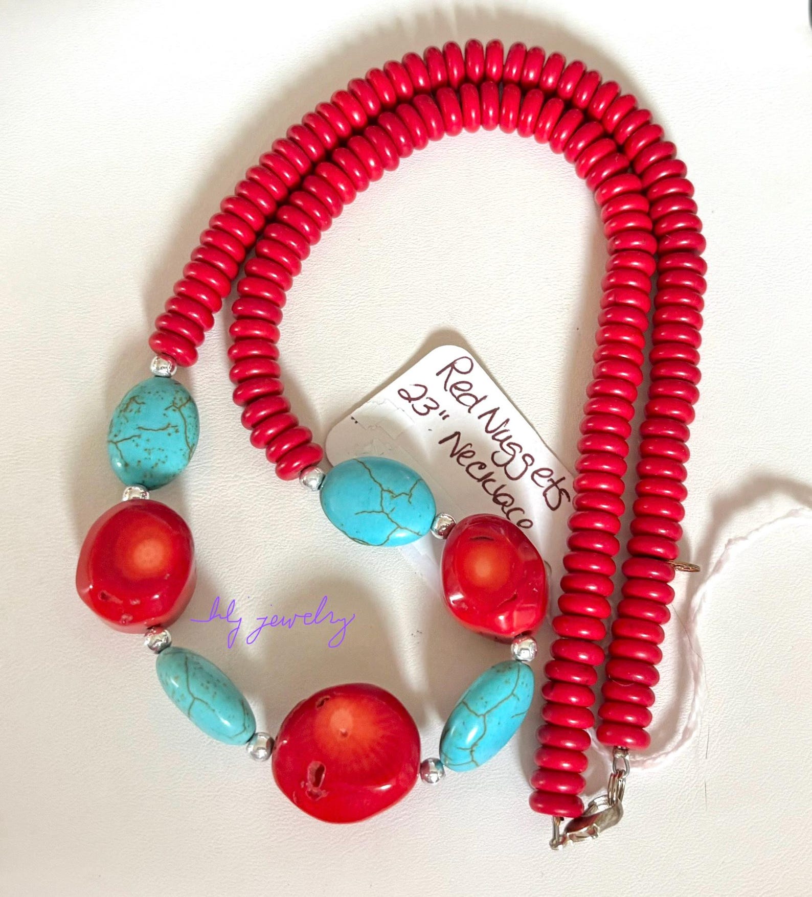 Red Nuggets 23" Necklace - Handmade in the USA - Etsy