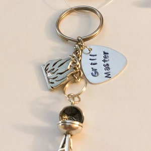 Grill Keychains With BBQ Grill, Flames and Special Stamped Message on a ...