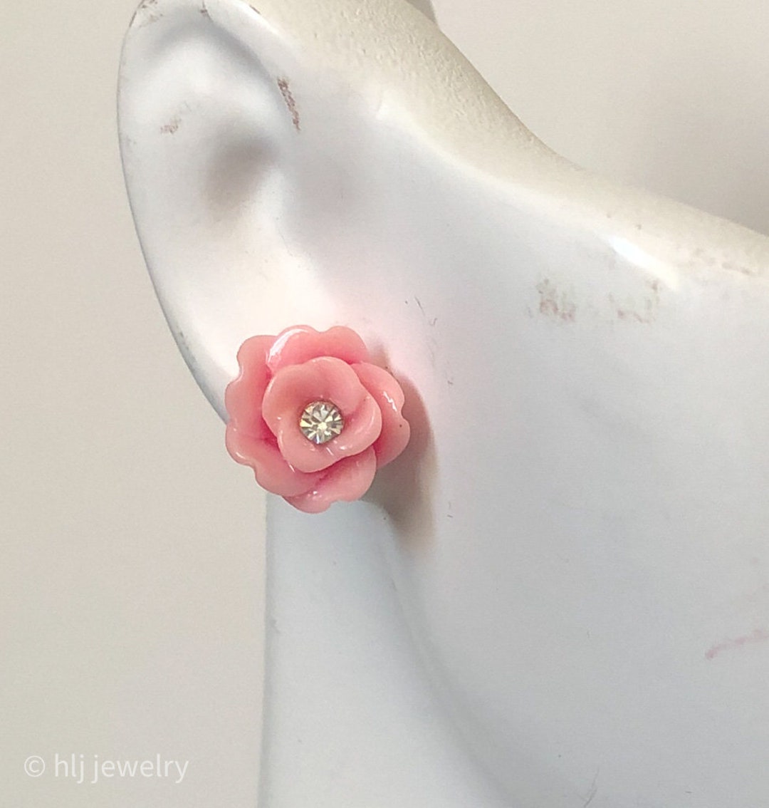 Rose Sparkles Post Earrings - Handmade in the USA - Etsy