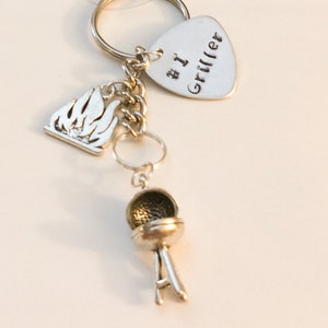 Grill Keychains With BBQ Grill, Flames and Special Stamped Message on a ...