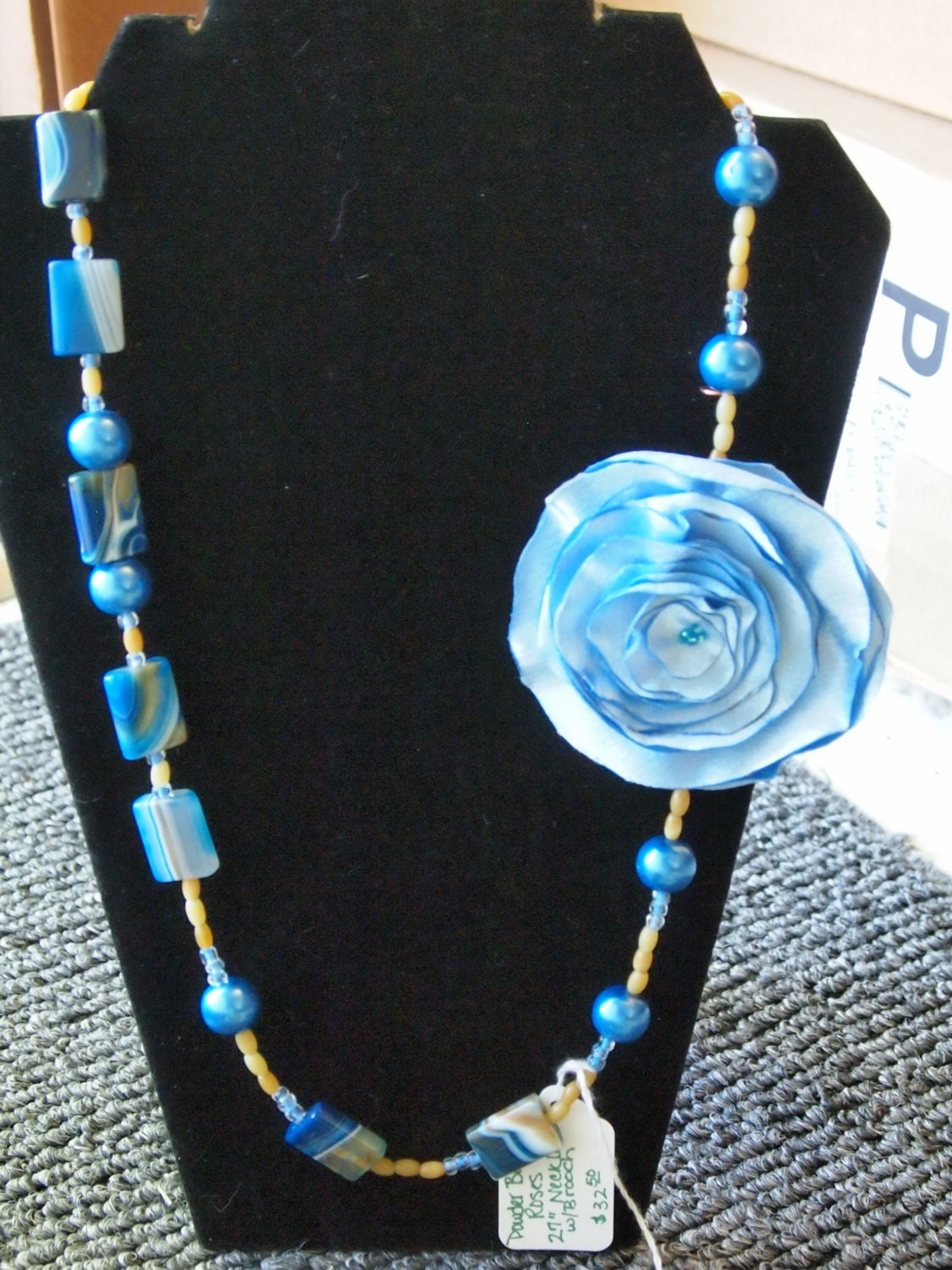 Powder Blue Roses 27 Necklace With Brooch - Etsy