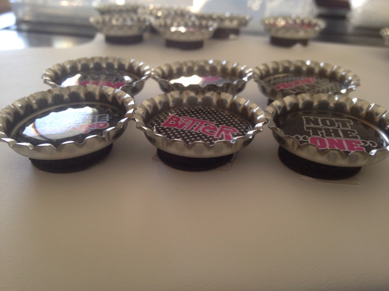 Bitter Valentine Magnets - Set of 6 Assorted Bottle Cap Magnets With ...