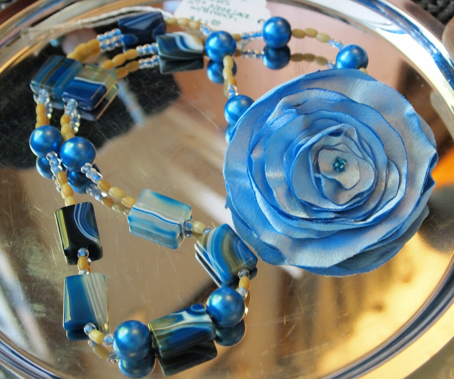 Powder Blue Roses 27 Necklace With Brooch - Etsy