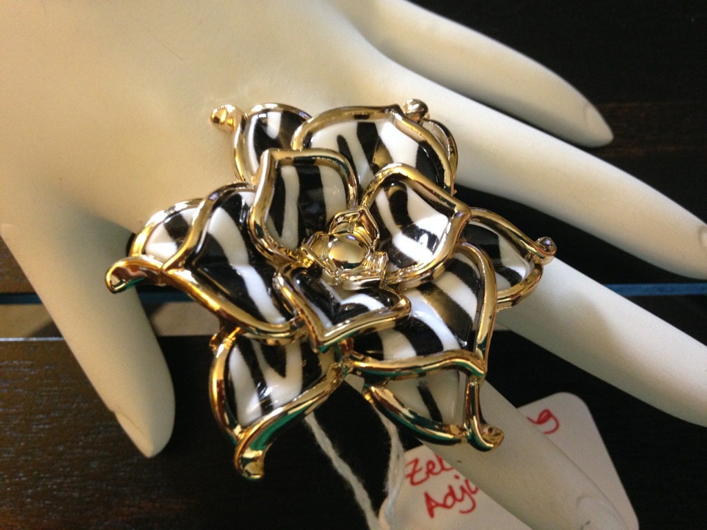 Zebra Zing Adjustable Ring Handmade in the U.S. - Etsy