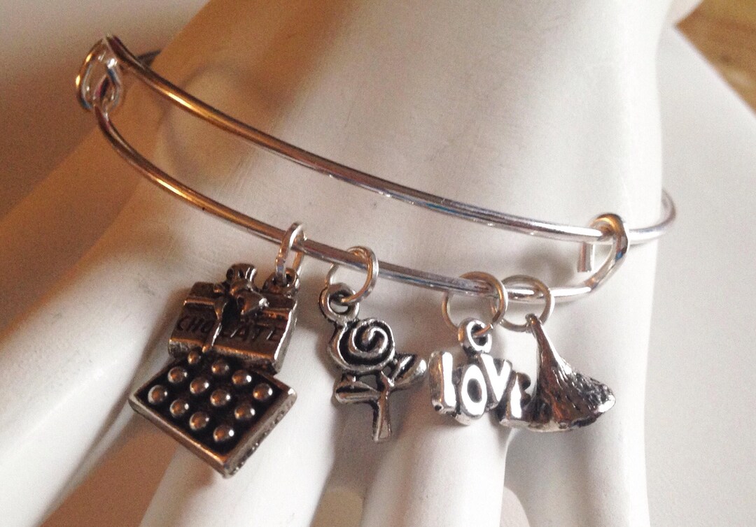 Chocolate Love Expandable Bangle Bracelet With Charms With a Chocolate ...