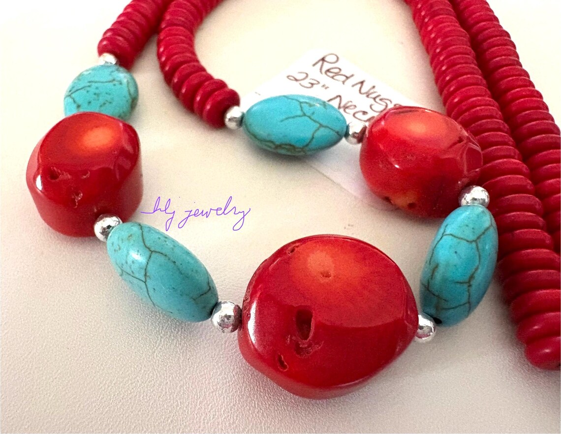 Red Nuggets 23" Necklace - Handmade in the USA - Etsy