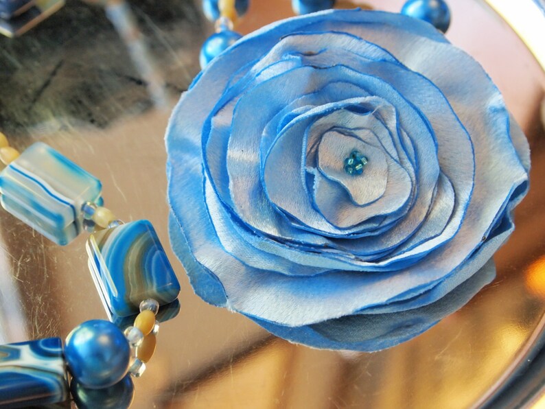 Powder Blue Roses 27 Necklace With Brooch - Etsy