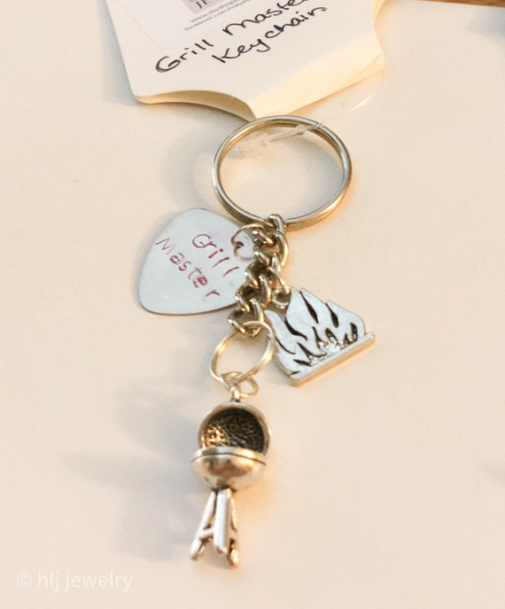 Grill Keychains With BBQ Grill Flames and Special Stamped - Etsy