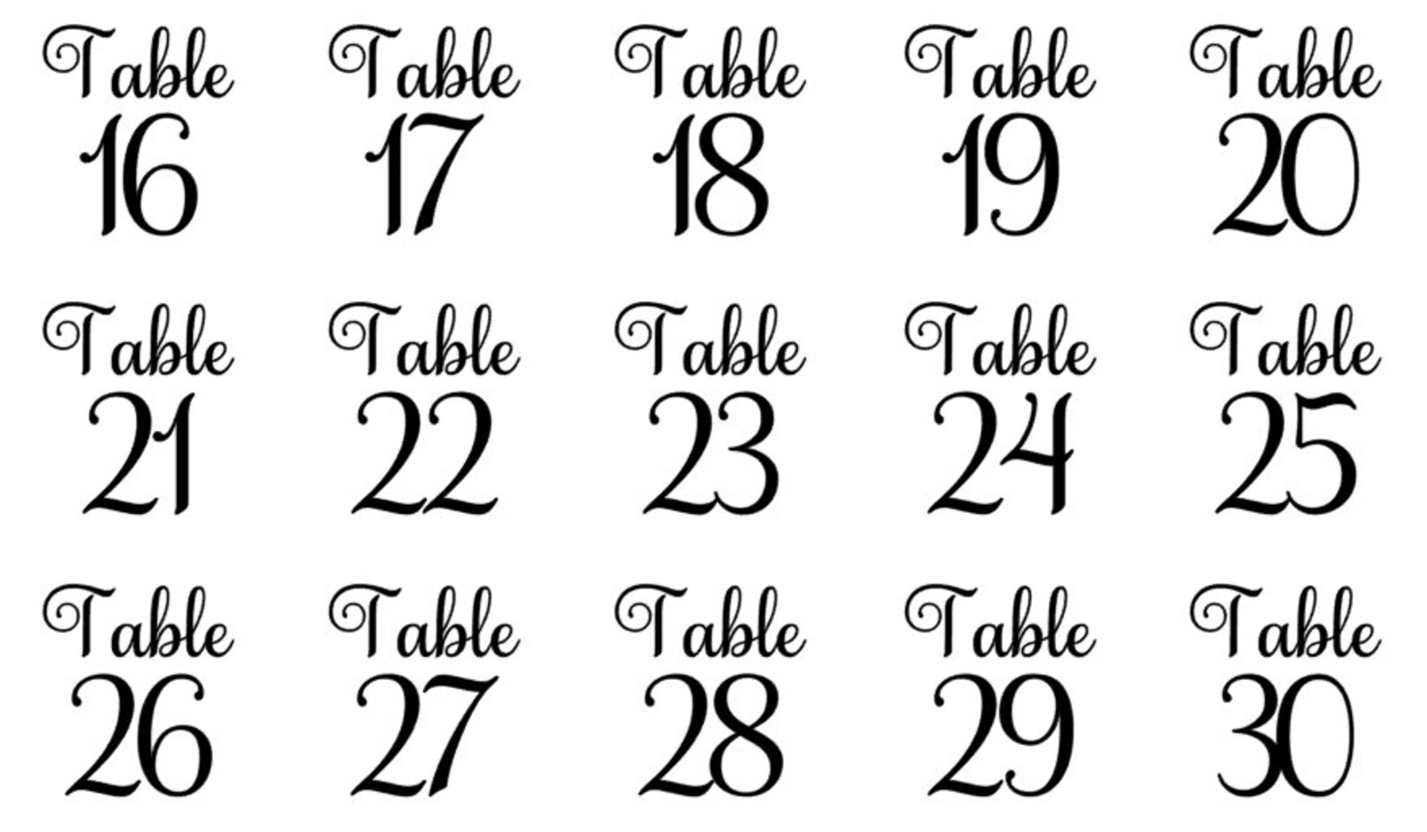 Wedding Table Numbers Fancy Script Font Vinyl Table | Etsy