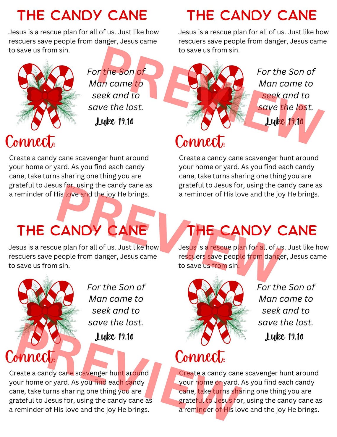 The Candy Cane - LOW PREP Sunday School Lesson - Etsy