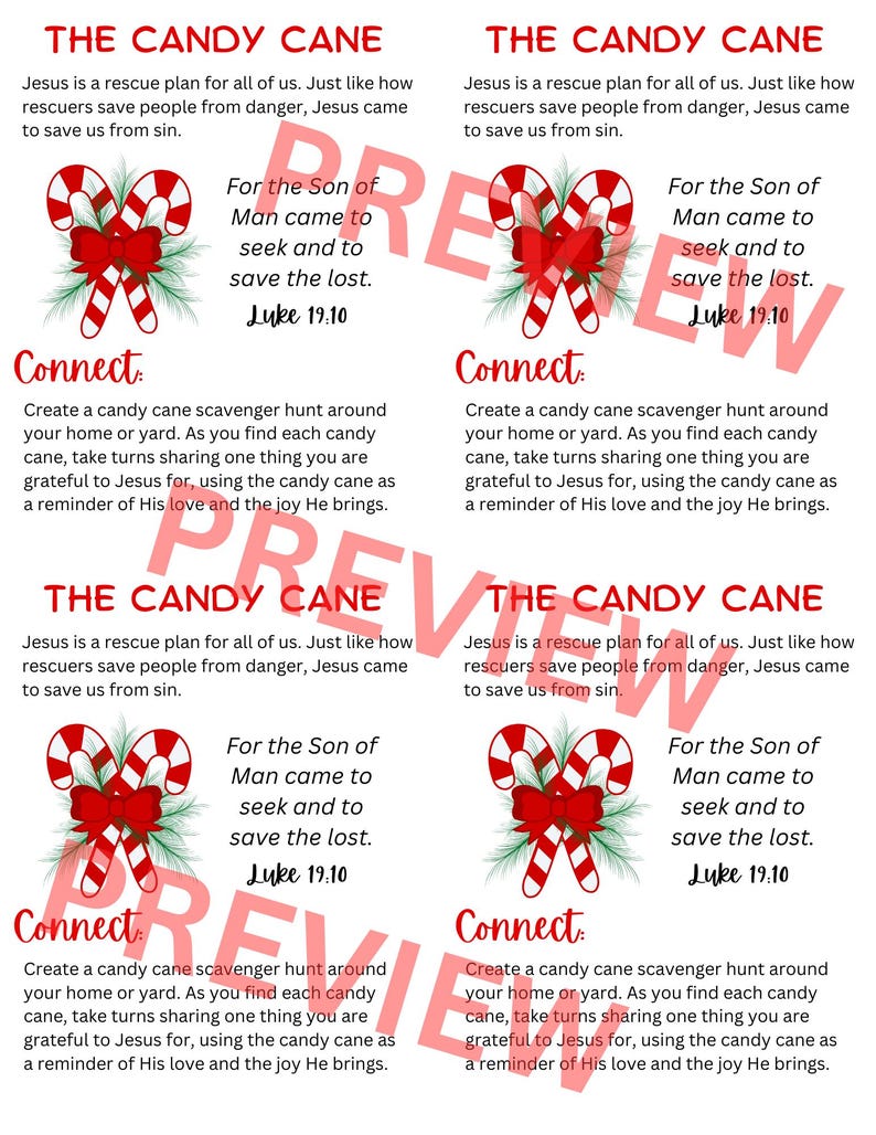 The Candy Cane - LOW PREP Sunday School Lesson - Etsy