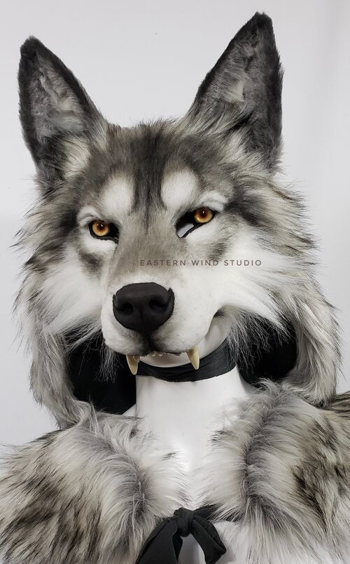 Silver-gray Northwestern Wolf Mask / Headdress Combo READ ITEM DETAILS ...
