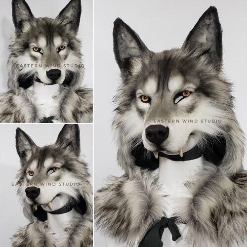 Silver-gray Northwestern Wolf Mask / Headdress Combo READ ITEM DETAILS ...