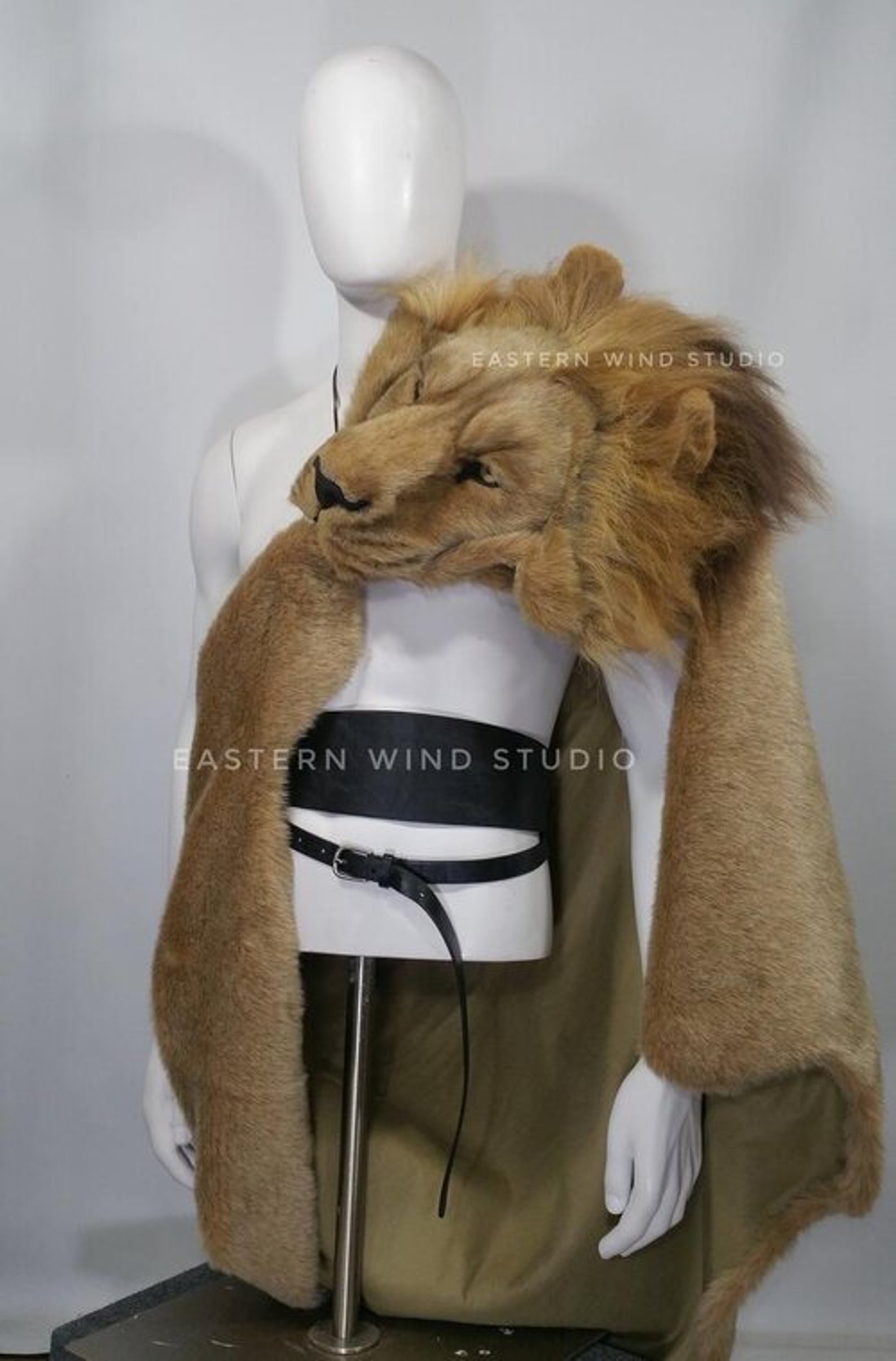 Lion skin wrap sash shawl stole rug animal friendly READ | Etsy