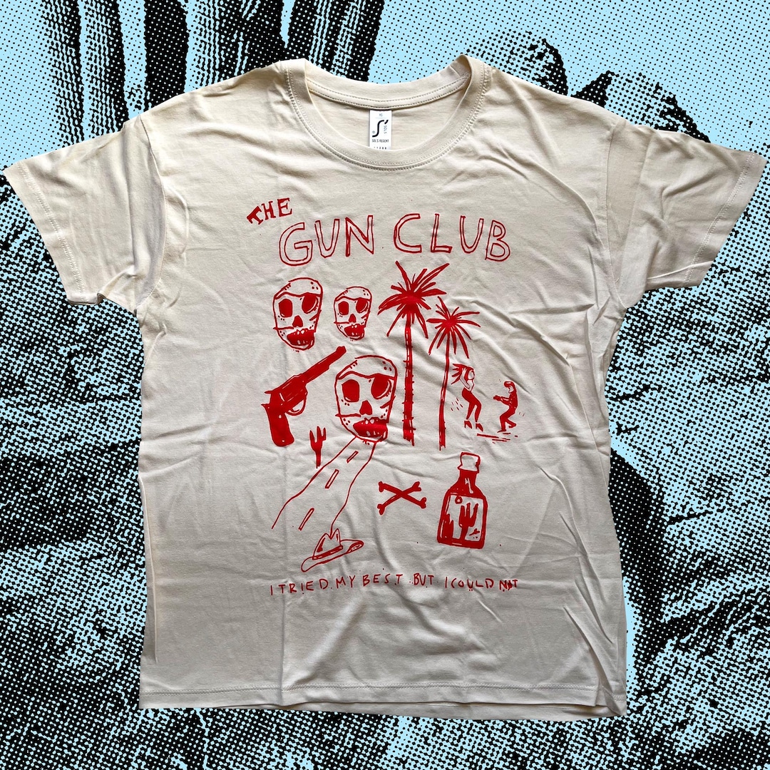 The Gun Club T-shirt Red on Off-white - Etsy