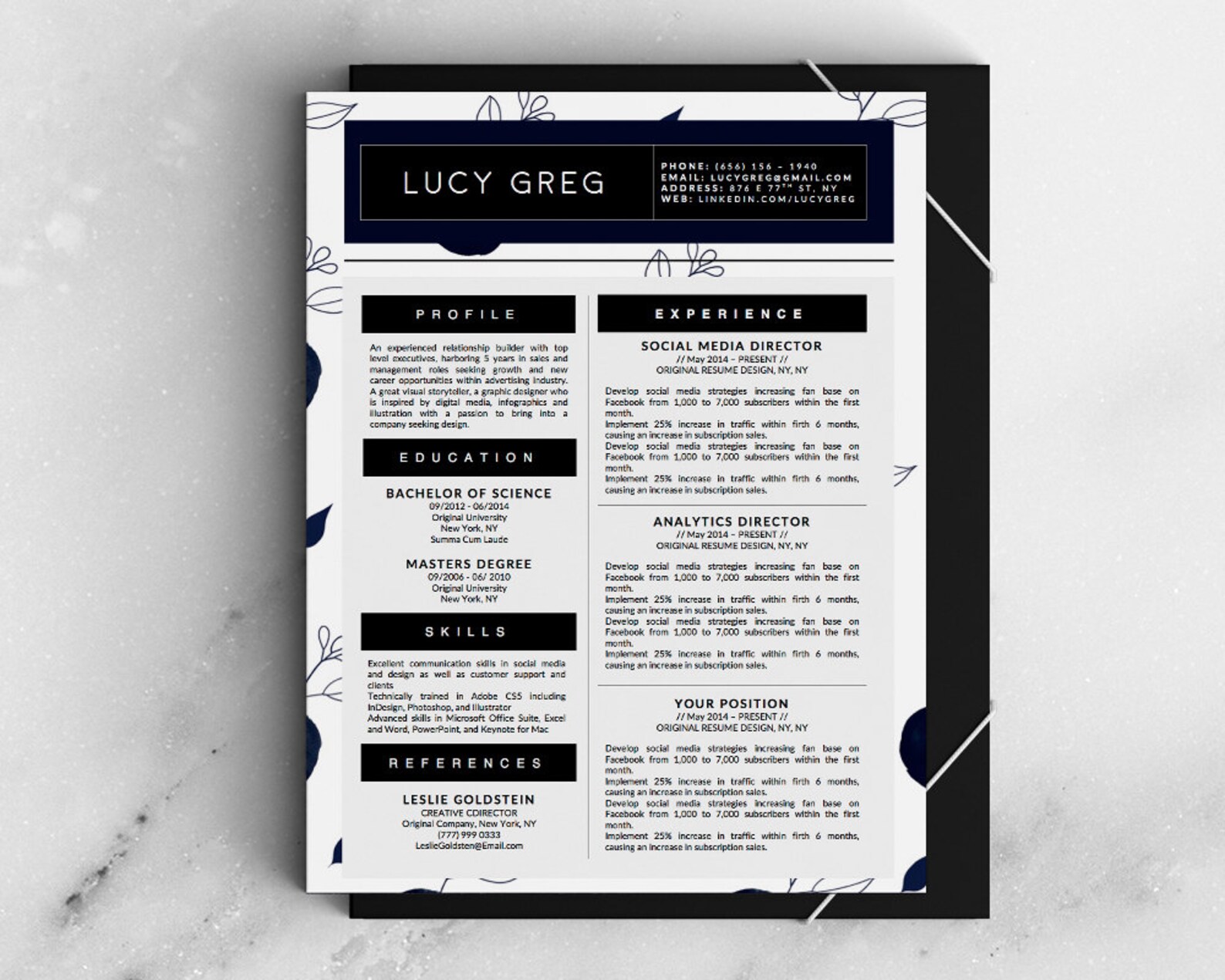 Lucy Greg Modern Beautiful Resume Template With Matching Cover Letter ...