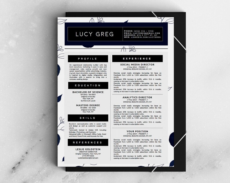 Lucy Greg Modern Beautiful Resume Template With Matching Cover Letter ...