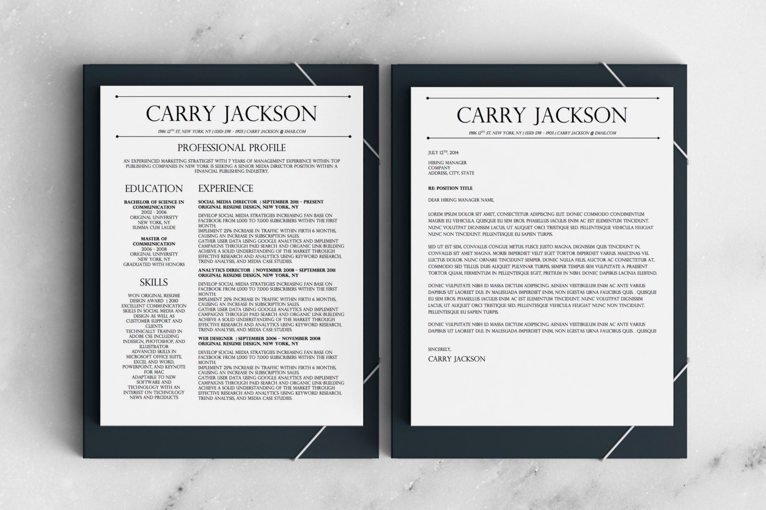 Carry Jackson Modern 2-page FANCY Resume Cover Letter Template for ...