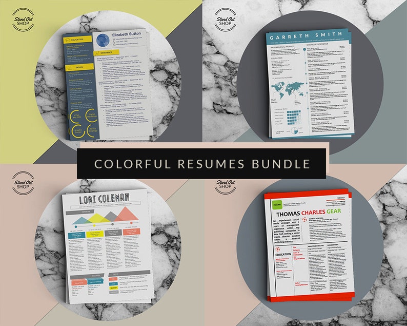 Infographic Creative Colorful Resume Collection - 4 Resume Design ...
