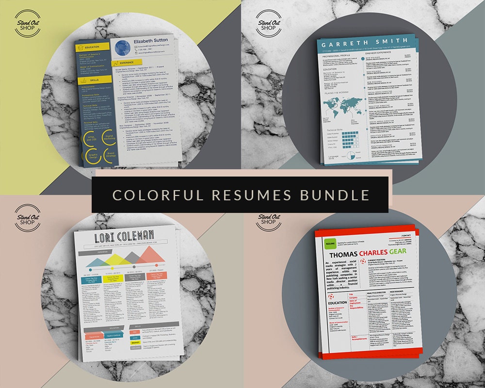 Infographic Creative Colorful Resume Collection - 4 Resume Design ...