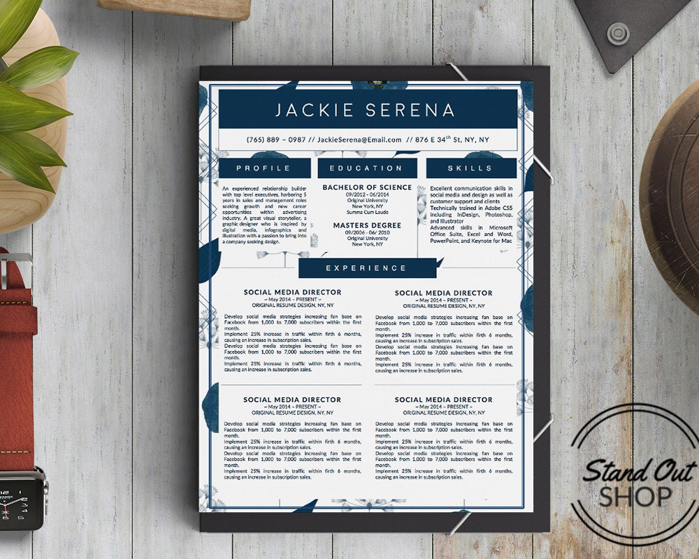 Jackie Serena Beautiful Modern Resume Template With Matching Cover ...