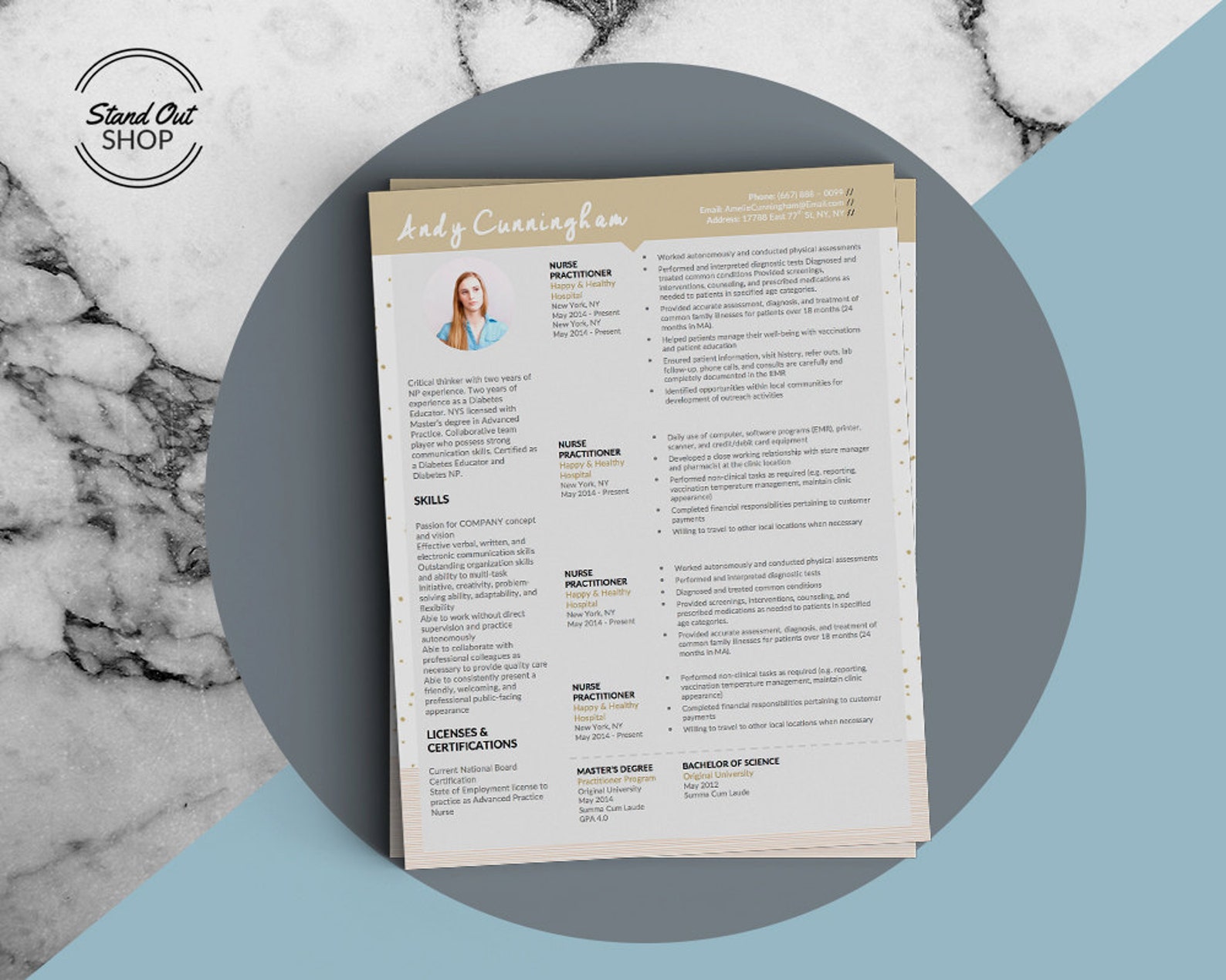 Andy Cunningham Modern Resume and Matching Cover Letter - Etsy