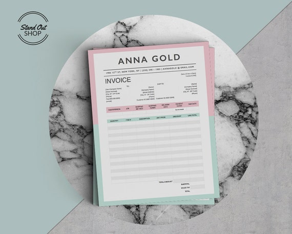 Anna Gold Professional Modern Invoice Template for Microsoft - Etsy