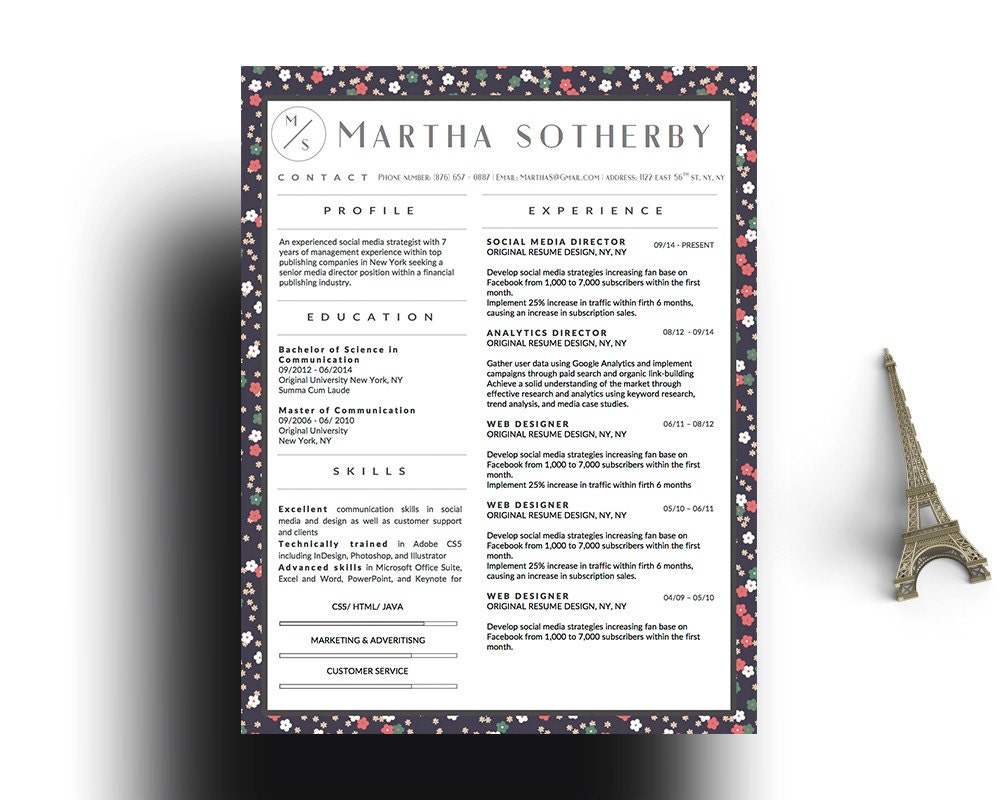 Martha Sotherby Resume Template for Microsoft Word With 2-page Version ...