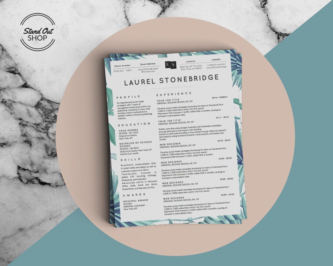 Laurel Stonebridge Vol. I - Modern Resume Template for Microsoft Word ...