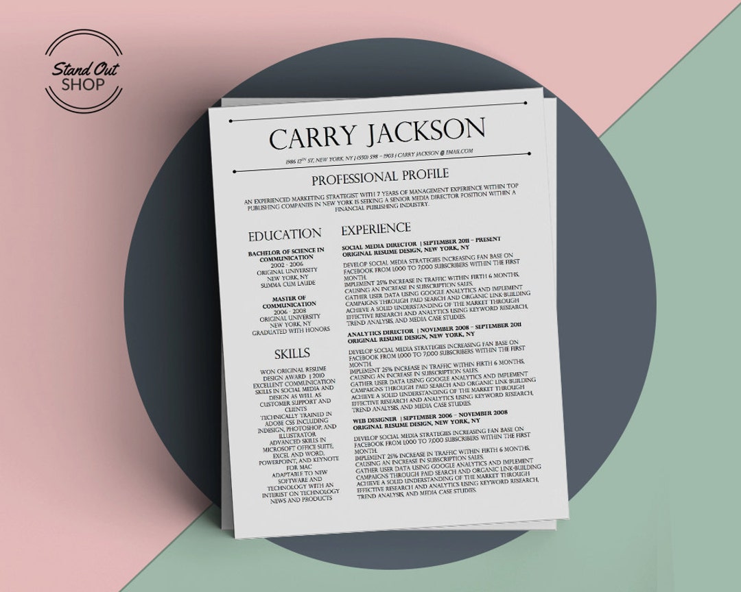Carry Jackson Modern 2-page FANCY Resume + Cover Letter Template for ...