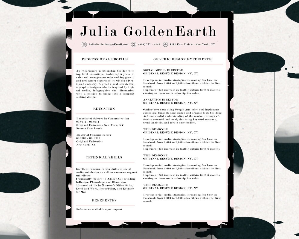 Beautiful Modern Resume Template for Microsoft Word - Etsy
