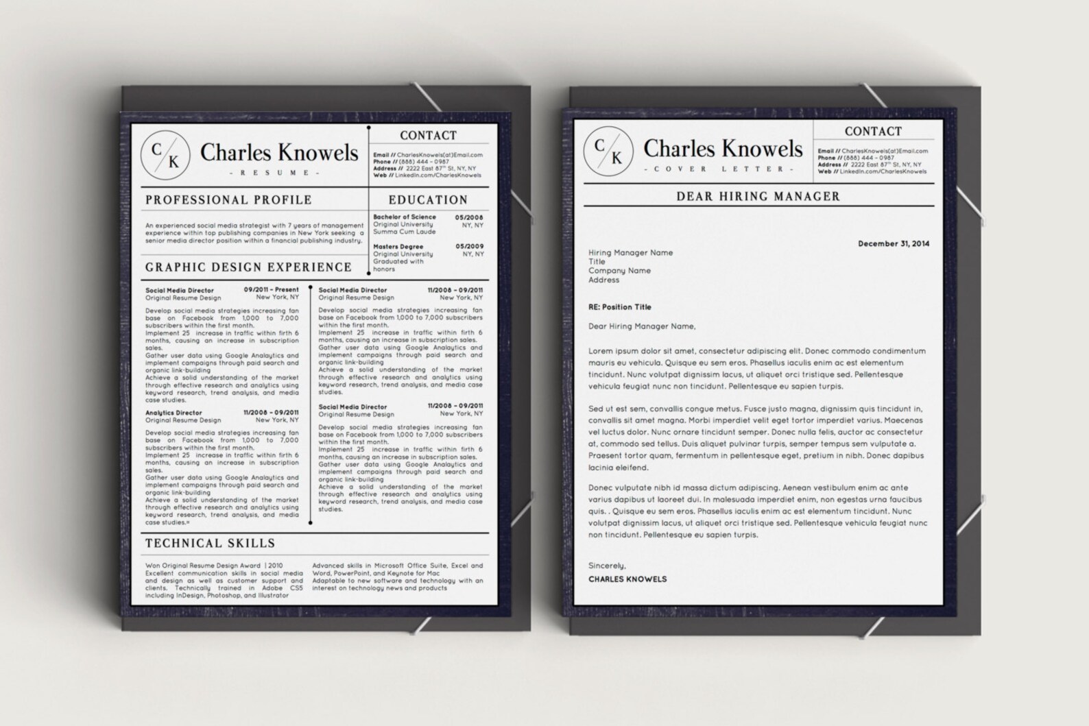 Charles Knowels Resume 5-pack Template for Microsoft Word & Apple Pages ...