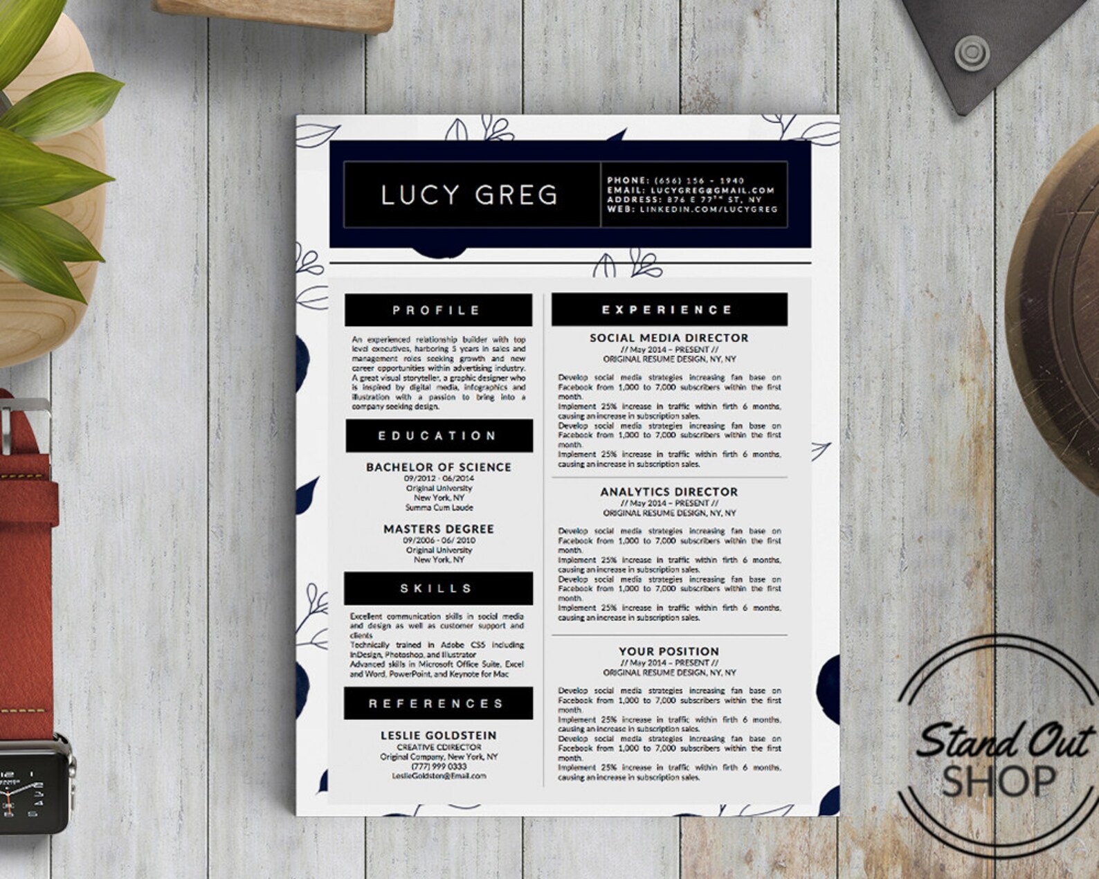 Lucy Greg Modern Beautiful Resume Template With Matching Cover Letter ...