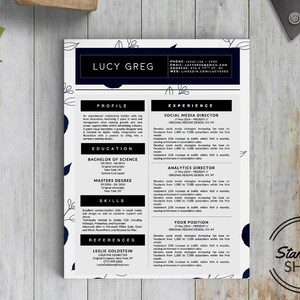 Lucy Greg Modern Beautiful Resume Template With Matching Cover Letter ...