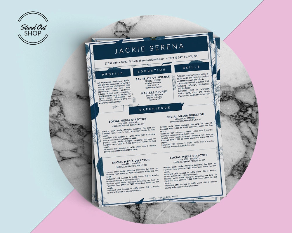 Jackie Serena Beautiful Modern Resume Template With Matching Cover ...