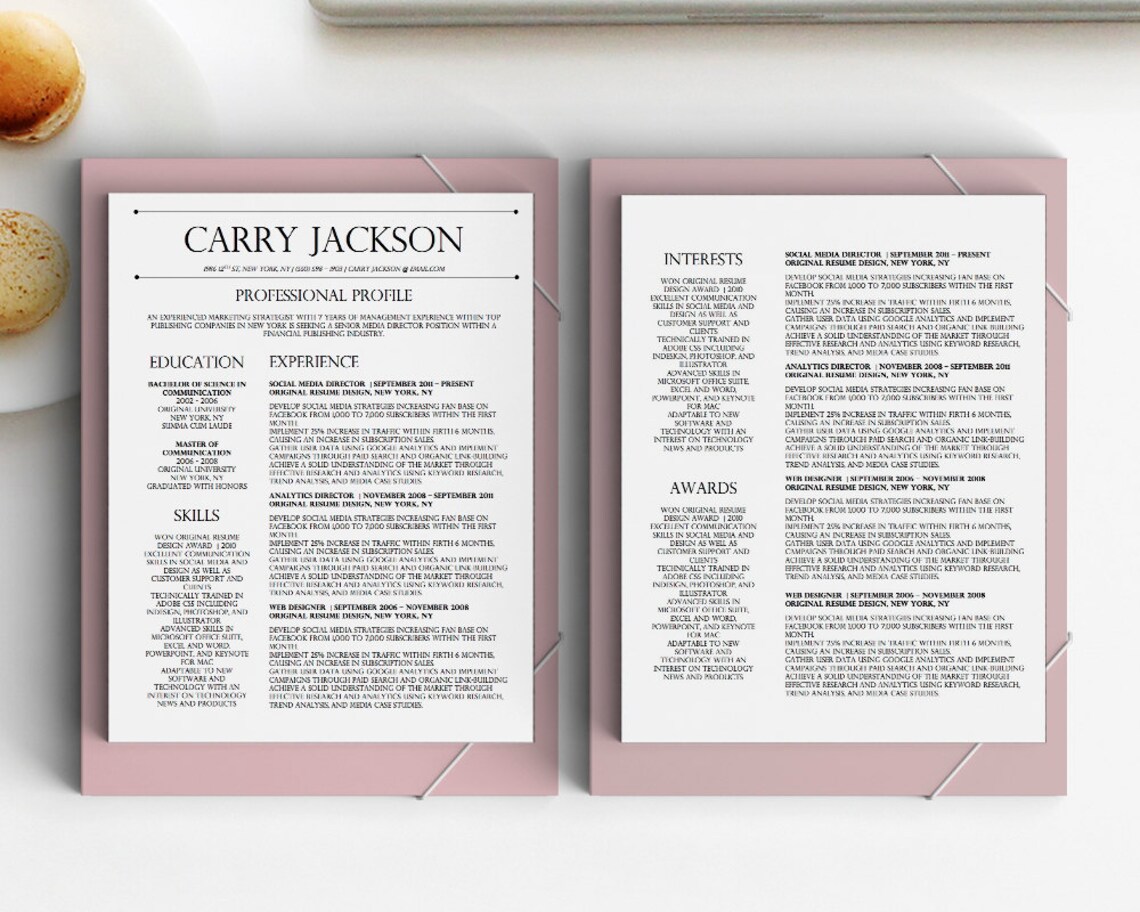 Carry Jackson Modern 2-page FANCY Resume Cover Letter Template for ...