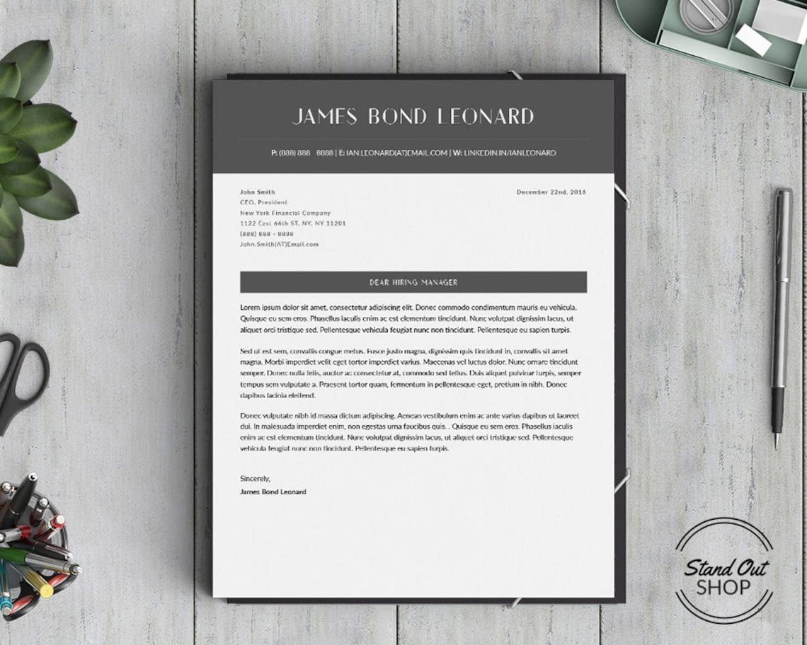 James Bond Leonard Resume Template for Microsoft Word and Apple Pages ...