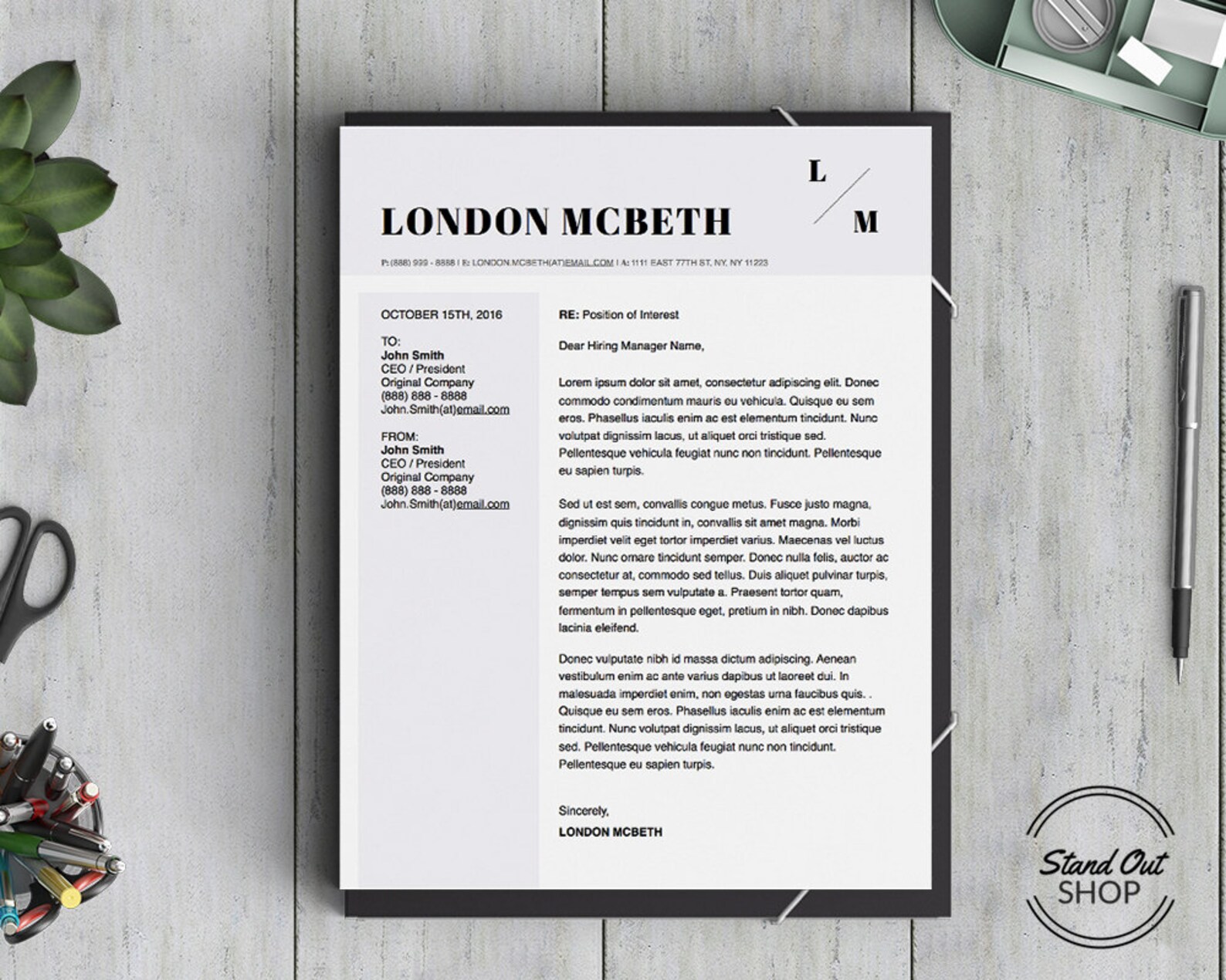 London Mcbeth Resume Template 5 Pack for Microsoft Word and Apple Pages ...
