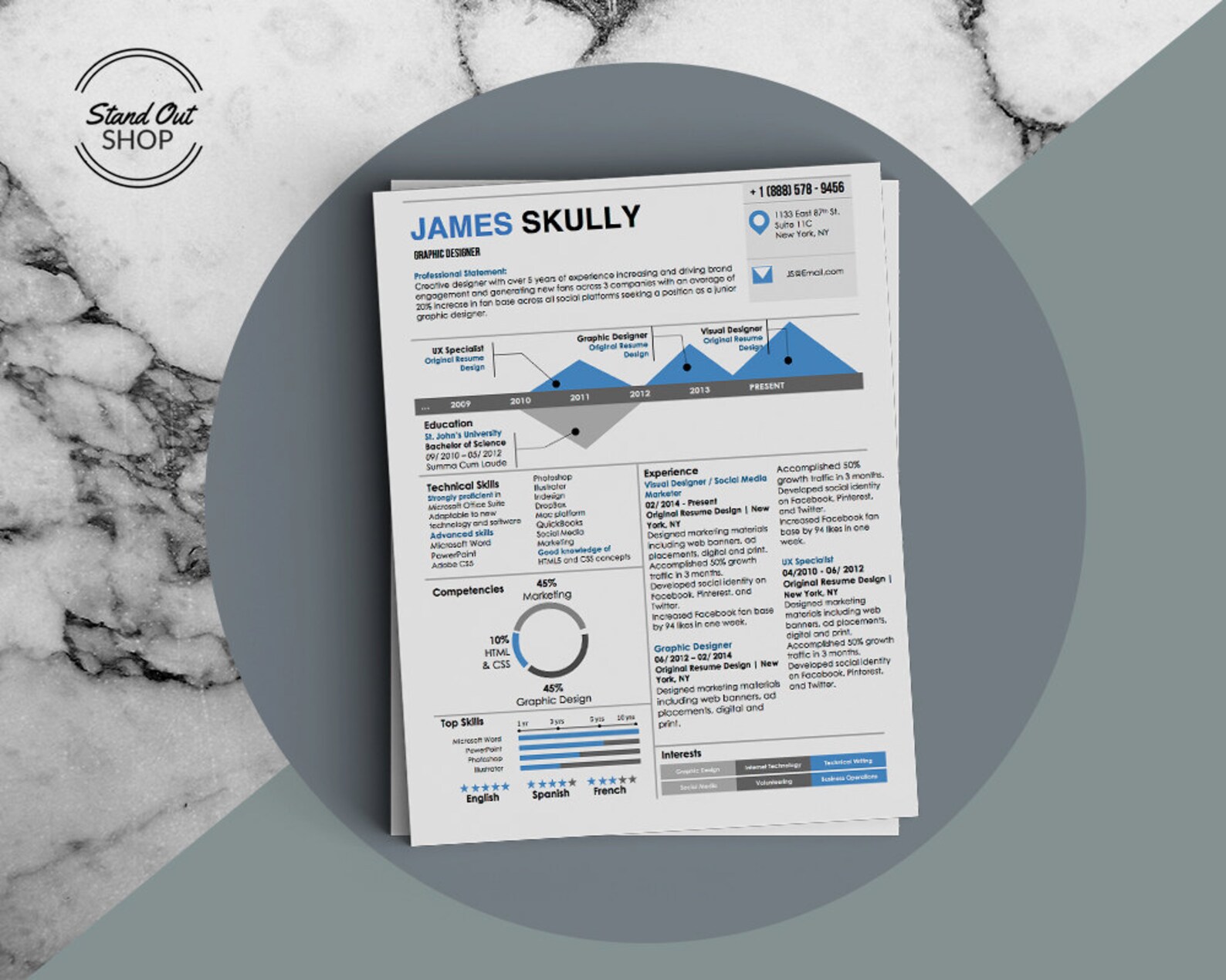 James Skully Infographic Resume With Infographics and Matching Cover ...